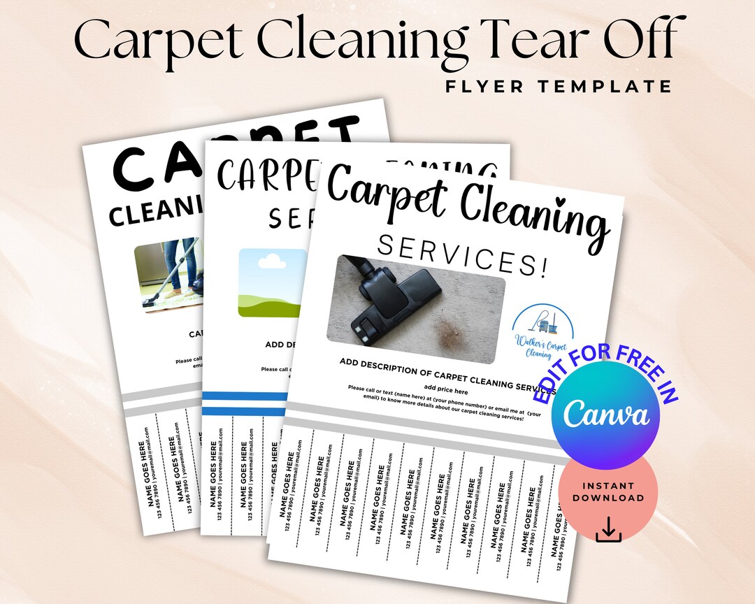 Editable Carpet Cleaning Marketing Flyer, Rug Cleaning Tear off Flyer ...