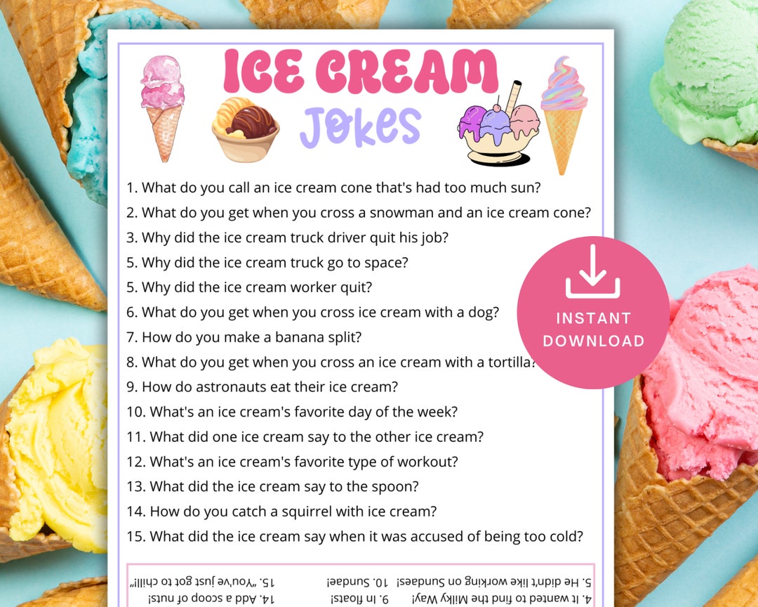 Ice Cream Jokes for Kids,printable Ice Cream Party Jokes, Sundae Bar, Dessert Party Jokes,ice ...