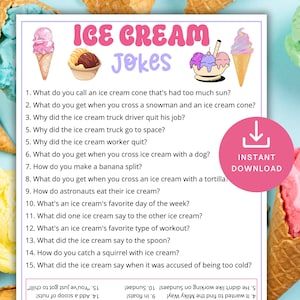 Ice Cream Jokes for Kids,printable Ice Cream Party Jokes, Sundae Bar ...