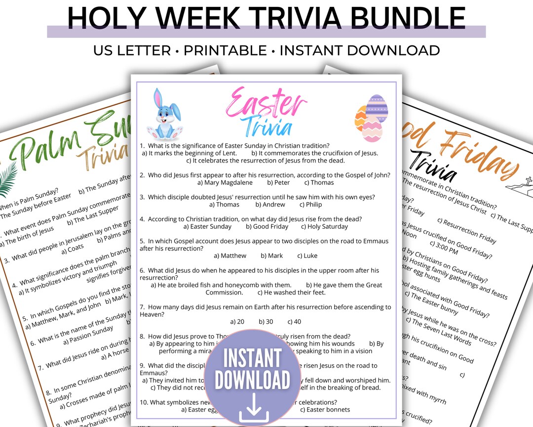Holy Week Trivia Game Buncle, Easter Trivia Game, Palm Sunday ...
