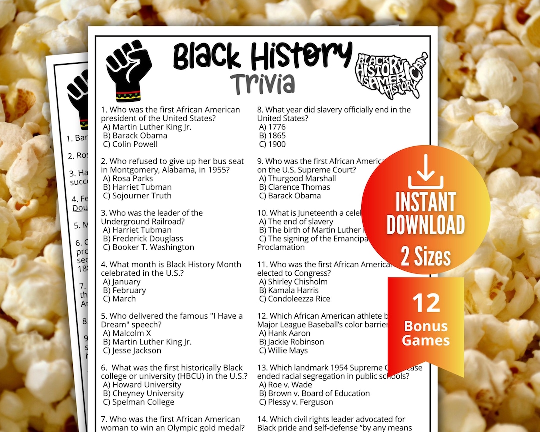 Black History Trivia Game, African American History Quiz, Black Culture ...