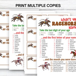 What's Your Racehorse Name Game WITH NAMETAGS + SIGN, Thoroughbred ...