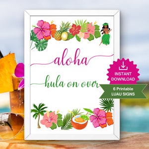 Hawaiian Luau Signs, Kids Tropical Birthday Party, Hawaiian Baby Shower ...
