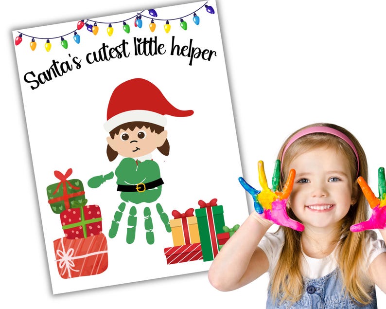 Christmas Handprint Craft, Santa's Elf, Santa's Little Helper ...