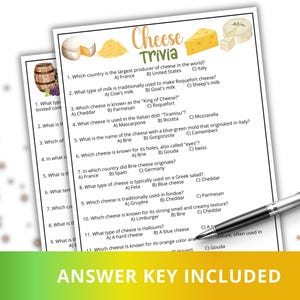 Wine and Cheese Trivia Game, Printable Cheese & Wine Party Game for ...