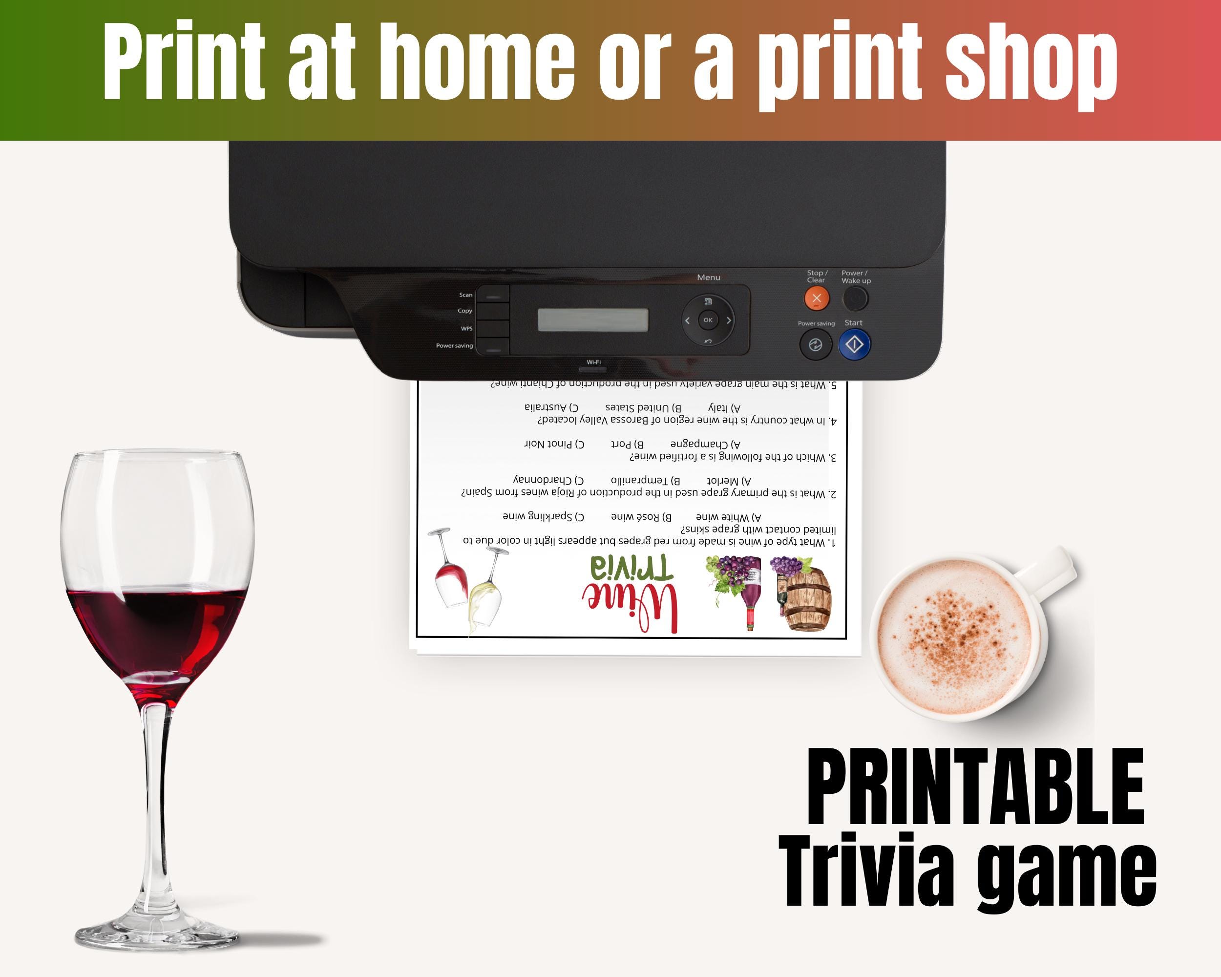 Wine Trivia Game, Printable Wine & Cheese Party Game for Adults, Wine ...
