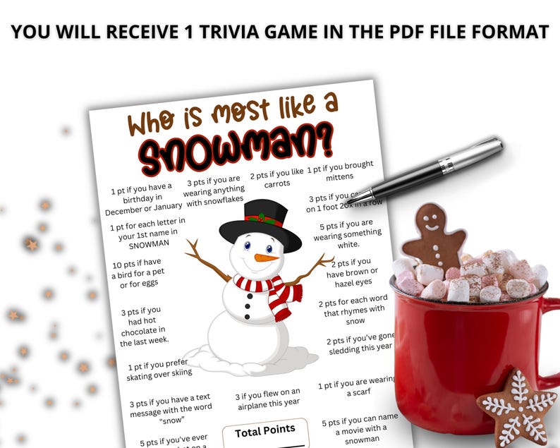 Who is Most Like a Snowman, Snow Day Trivia Game, Christmas Party Game ...