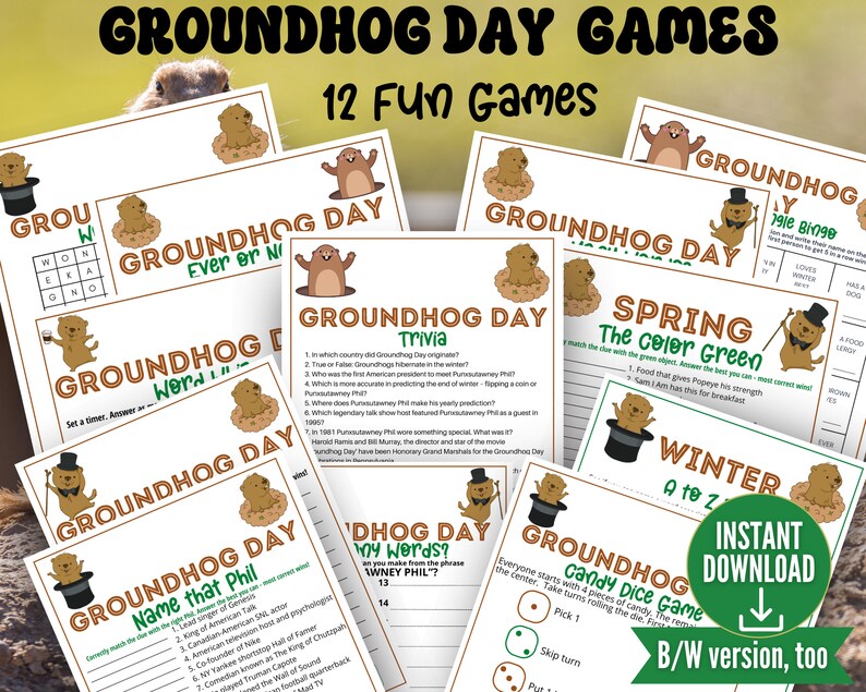 Groundhog Day Game Bundle, Groundhog Day Trivia, Groundhog Celebration ...