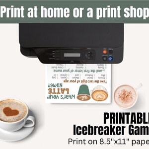 What's Your Latte Name Game WITH NAMETAGS + SIGN, Brunch Party Game ...