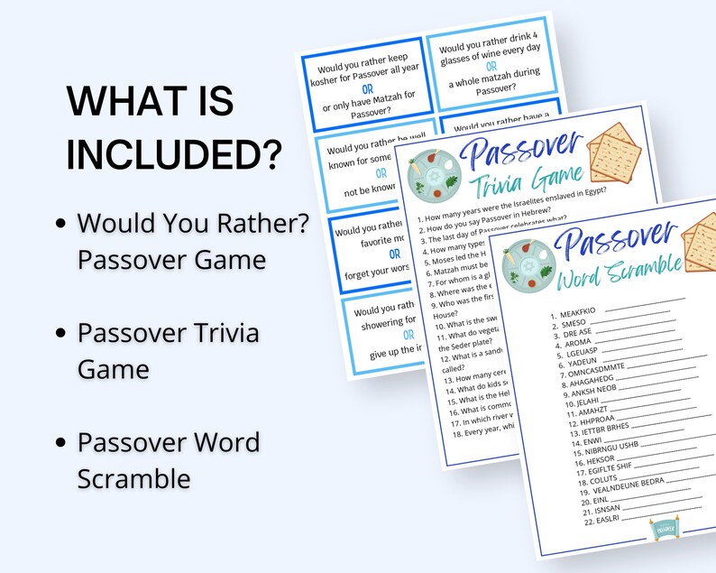 Passover Game Bundle Jewish Games Passover Holiday Passover - Etsy