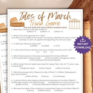 Ides of March Trivia, Printable Multiple Choice Ides of March Game ...