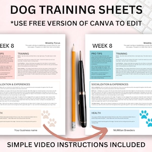 Editable Dog Training Cheat Sheets for Breeders, Dog Training Handbook ...
