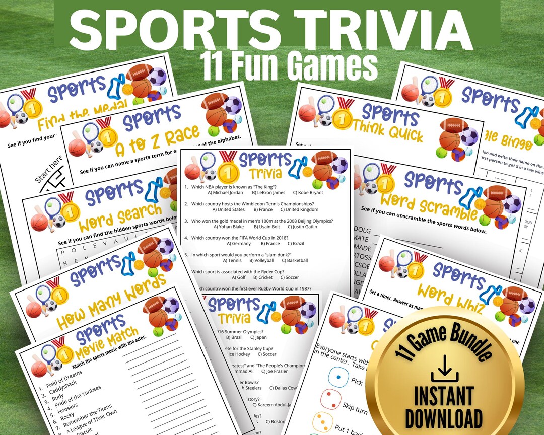 Sports Trivia Game Bundle, Baseball, Basketball, Football, Soccer ...