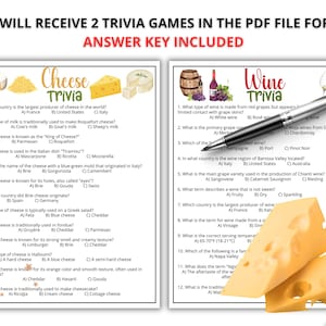 Wine and Cheese Trivia Game, Printable Cheese & Wine Party Game for ...