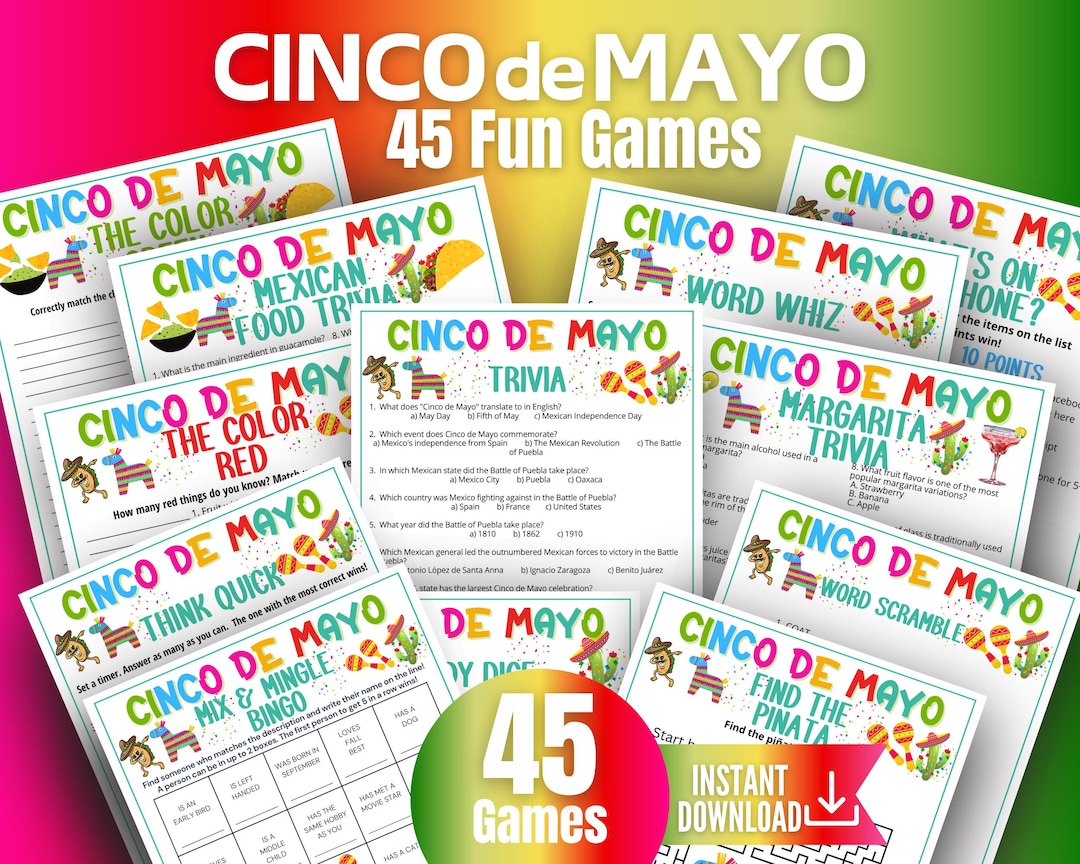 Cinco De Mayo Game Bundle, Cinco De Mayo Trivia Games, Fiesta Games ...