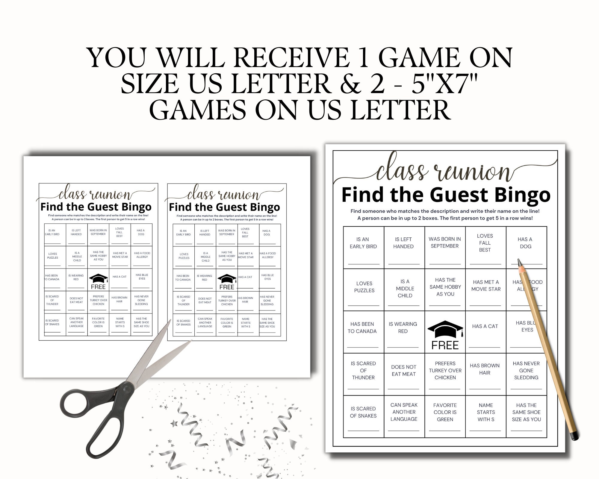 Class Reunion Bingo Game, Reunion Party Games, Alumni Class Game, Class ...