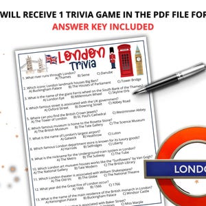 London Trivia Game,printable London Games for Adults, English Birthday ...