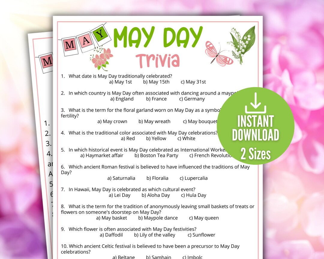 May Day Trivia Game, Printable May Day Game for the Family, Classroom ...