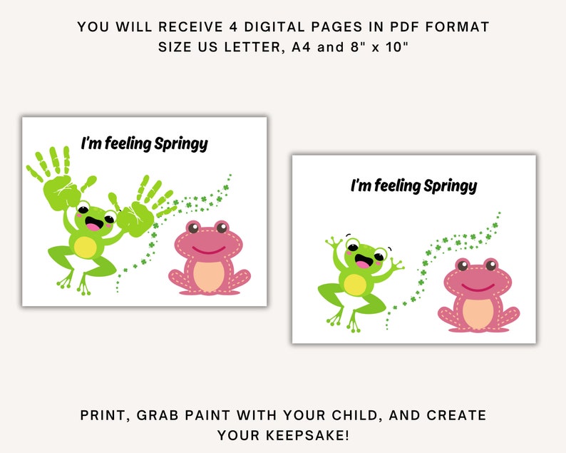 Spring Handprint Craft, I'm Feeling Springy Frog Handprint Art, Toddler ...