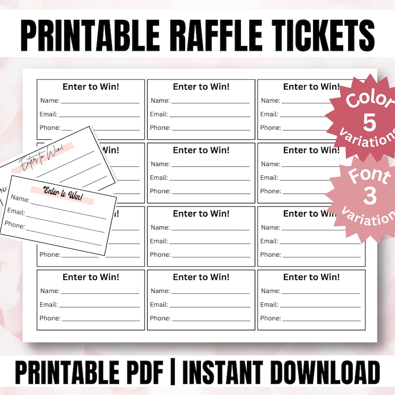 Printable Drawing Entry Forms - Etsy