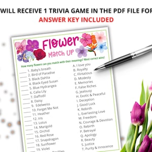 Flower Trivia Match up Game, May Flowers Trivia Quiz, Spring Season ...