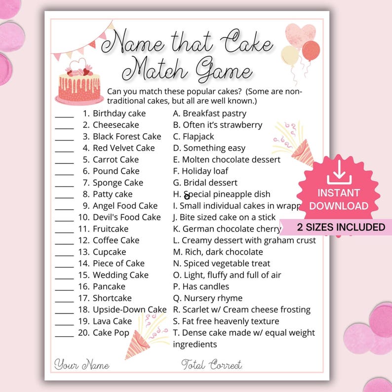 Name That Cake Trivia Game,birthday Girl Games,guess the Cake Office ...