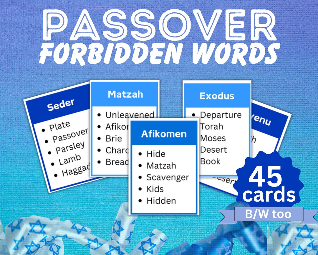 Passover Forbidden Words Game, Seder Activity for Kids and Adults ...