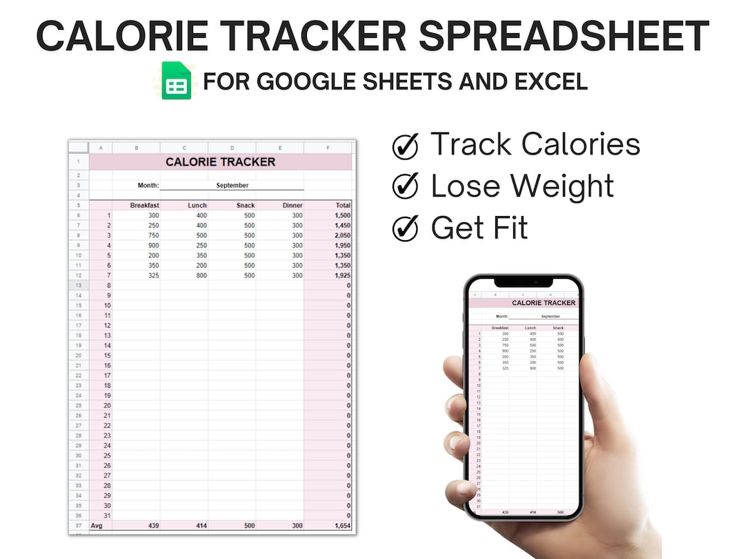 Calorie Tracker Spreadsheet Use in Google Sheets H001 - Etsy