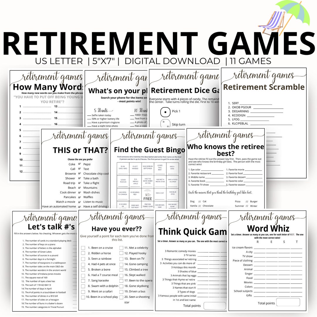 Retirement Party Games, Retiring Game Bundle, Office Party Games, Well ...