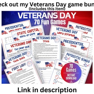 Veterans Day Trivia, Veterans Day Trivia Game, President's Day Trivia ...