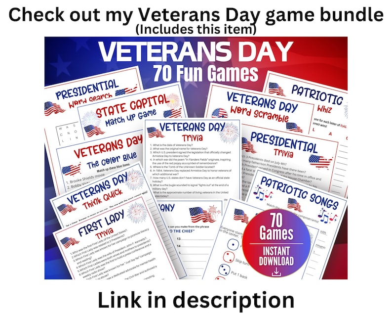 Veterans Day Trivia, Veterans Day Trivia Game, President's Day Trivia ...