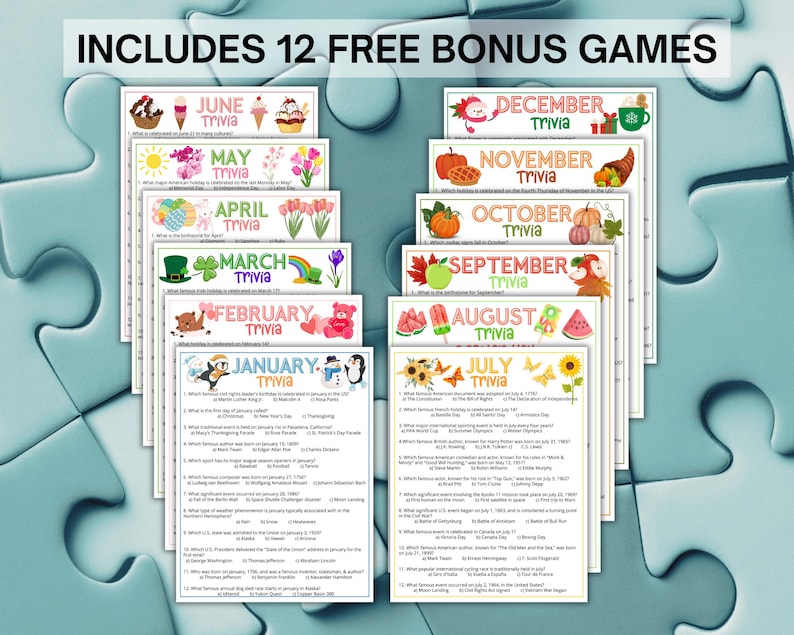 Pop Culture Trivia Game, Sandwiched Puzzle Quiz,printable Game for Kids ...