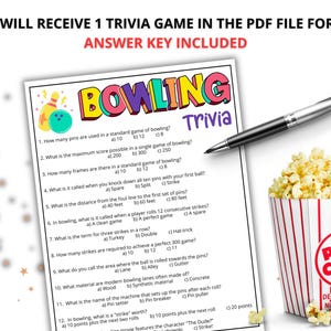 Bowling Trivia Game, Sports Team Trivia, Office Party Activity, Bowling ...