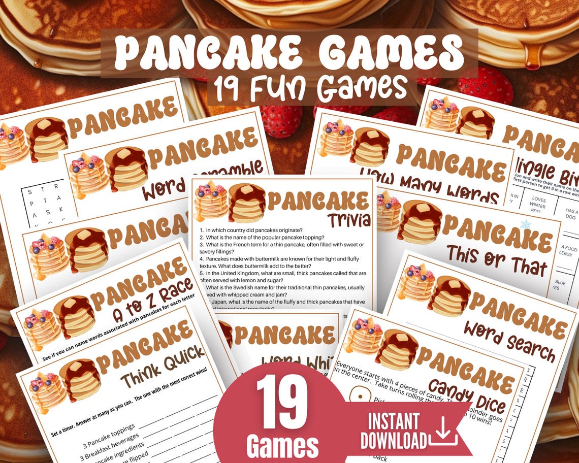 Pancake Party Games Bundle, Pancakes and Pajamas, Pancake Day Games ...