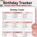 Editable Birthday Tracker, Printable Birthday List,birthday Chart ...