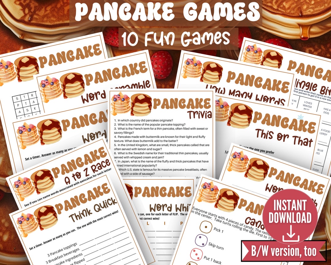 Pancake Party Games Bundle, Pancakes and Pajamas, Pancake Day Games ...