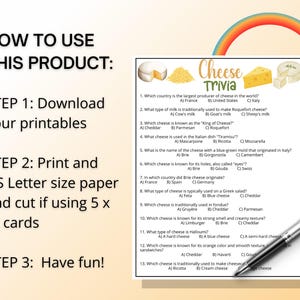 Cheese Trivia Game, Printable Wine & Cheese Party Game for Adults ...