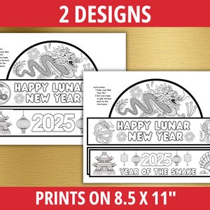 Lunar New Year Coloring Craft Hat, DIY Chinese New Year Craft Crown ...