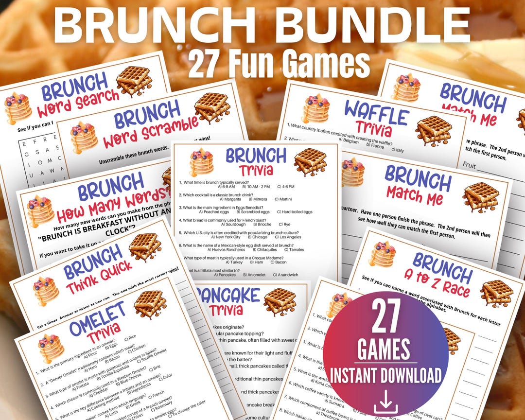 Brunch Party Game Bundle, Pancakes and Pajamas,teen Girl Birthday ...