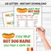 What's Your Hot Dog Name Game With NAMETAGS & SIGN, Hot Dog Party Game ...