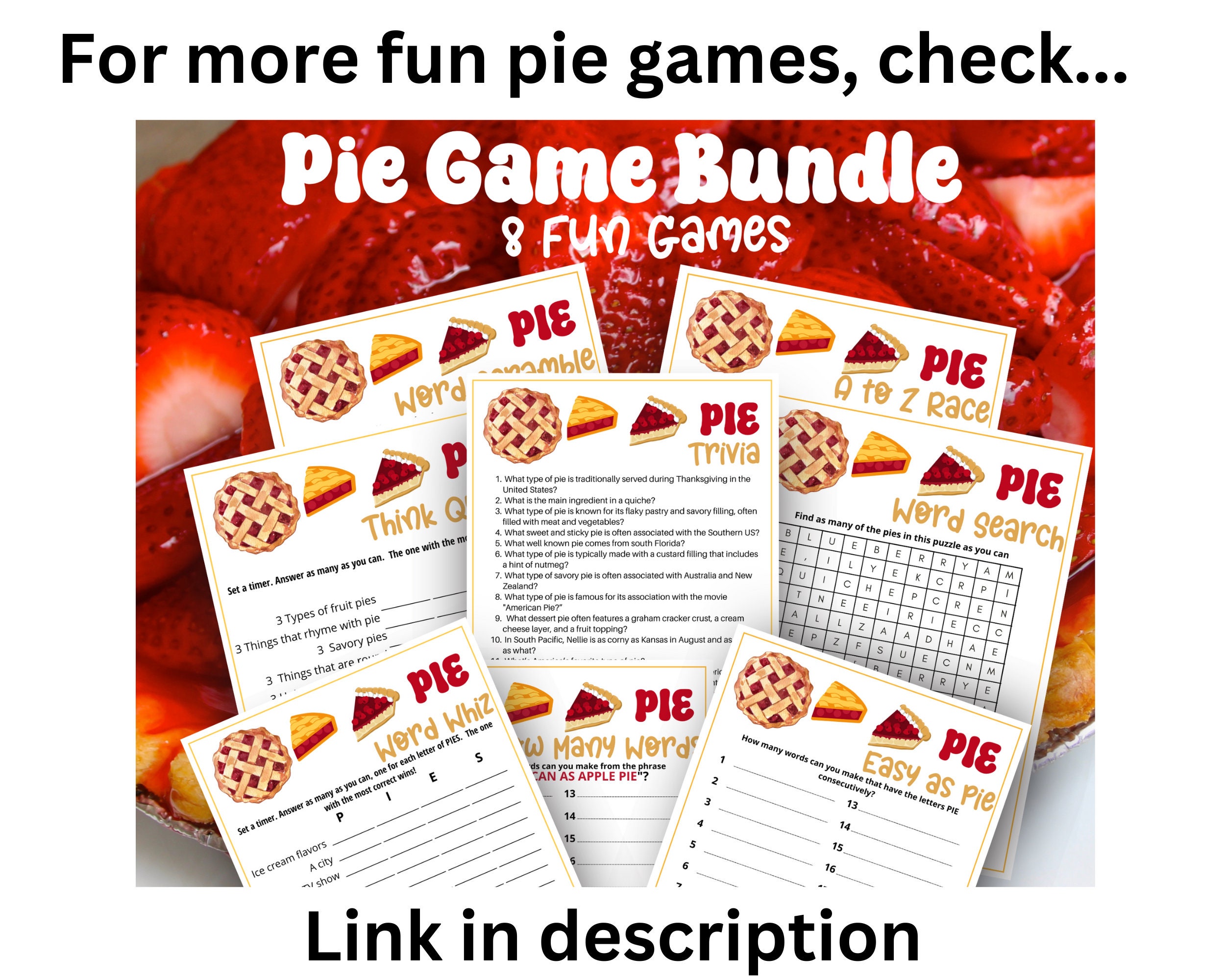 What's Your Pie Name Game WITH NAMETAGS + SIGN, Pie Holiday Party Game ...