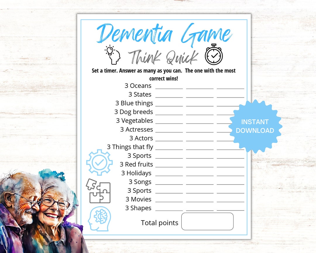 Think Quick Memory Care Game Elderly Game Dementia Games - Etsy