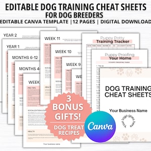 Editable Dog Training Cheat Sheets for Breeders, Dog Training Handbook ...