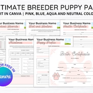 Editable Puppy Breeder Starter Kit Templates, Dog Training Handbook for ...