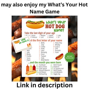 Hot Dog Trivia Game, Printable Hot Dog Game for Kids & Adults, BBQ Baby ...