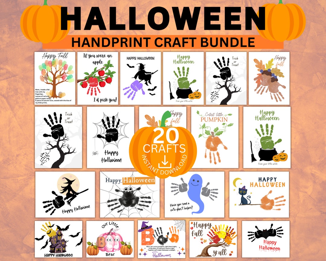 Halloween Handprint Art Bundle, Halloween Activity, Handprint Craft ...