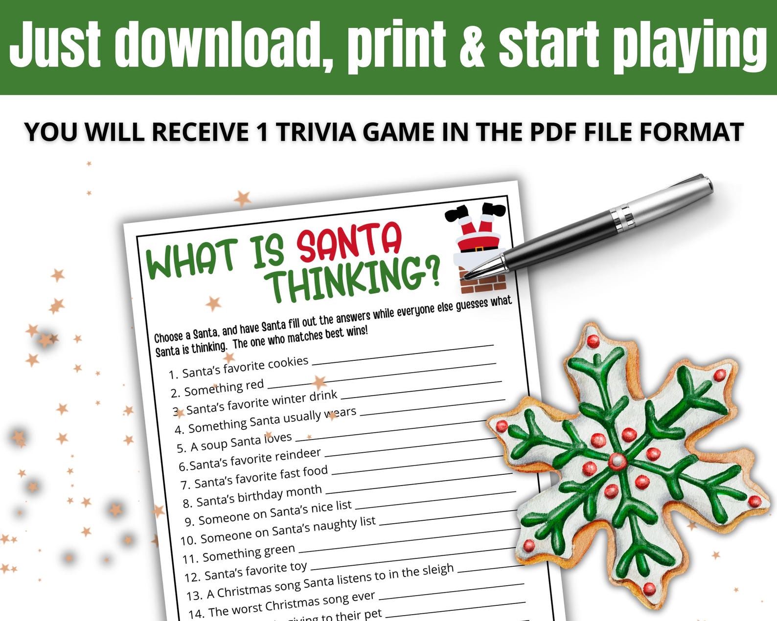 Christmas What is Santa Thinking Game, Office Party Activity, Office ...