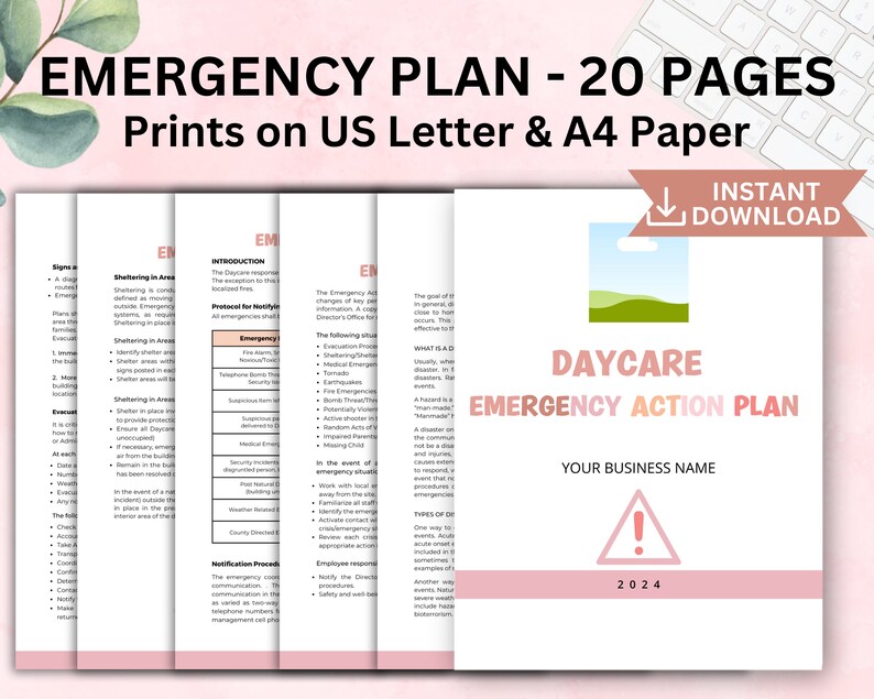Daycare Emergency Plan, Childcare Emergency Plan Template, Emergency ...