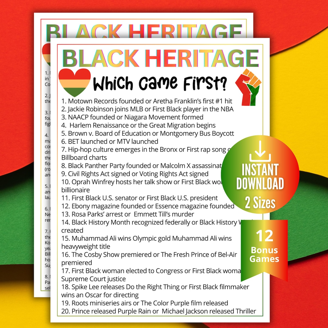 Black History Trivia Game - Which Came First, African American History ...