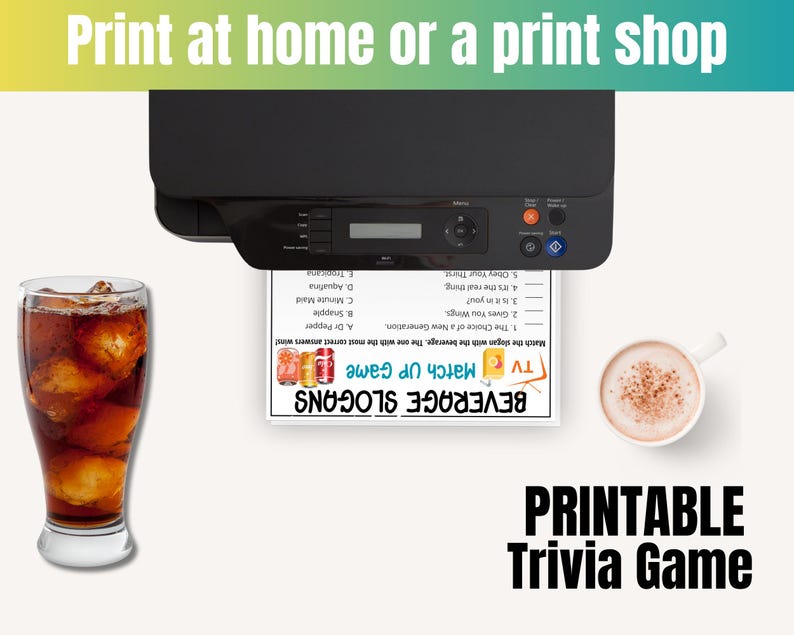 Beverage Slogan Trivia Game, Ad Slogan Match up Quiz,printable TV ...